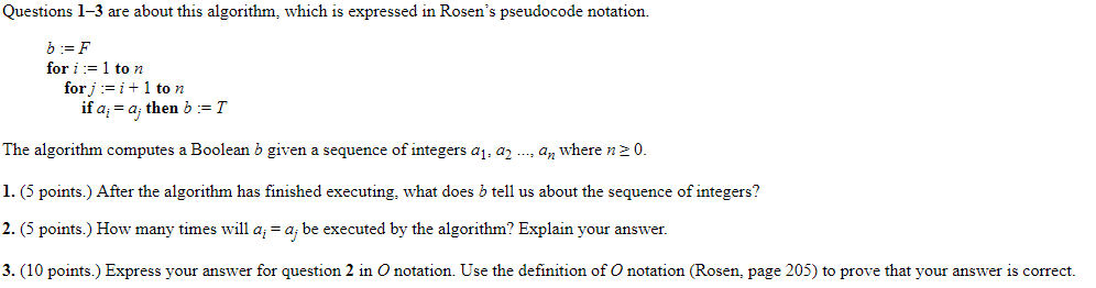 Solved ( Algorithms and O notation problem) in Discrete | Chegg.com