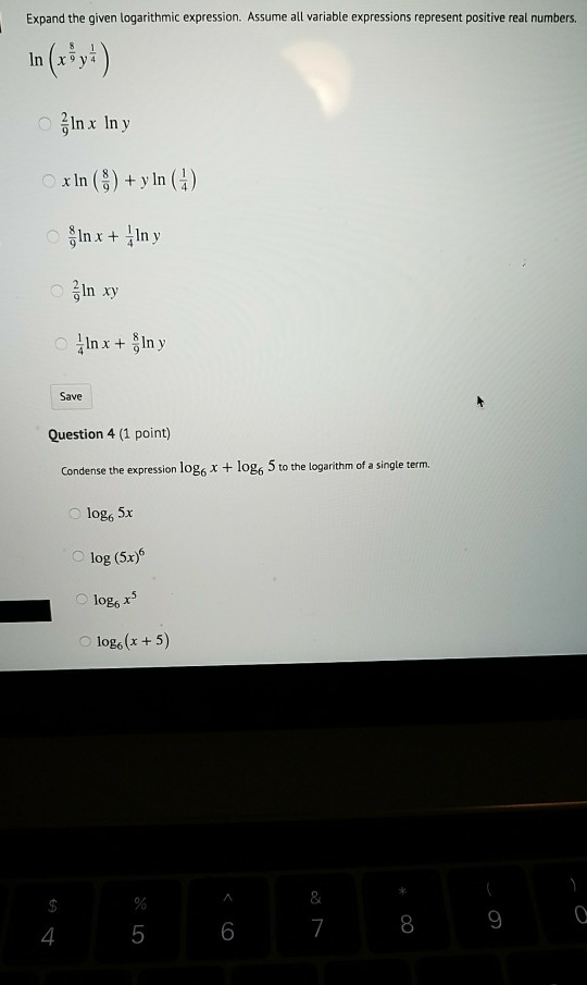 Solved Expand the given logarithmic expression. Assume all | Chegg.com