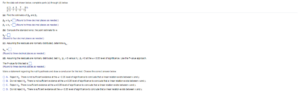 Solved For the dala sel shown below compe parts (a) thraugh | Chegg.com