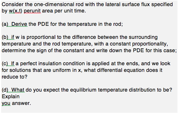 Solved Consider the one-dimensional rod with the lateral | Chegg.com