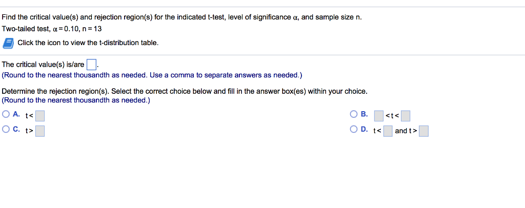 Solved Find the critical value(s) and rejection region(s) | Chegg.com