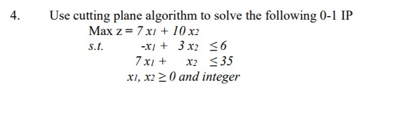 Solved Use cutting plane algorithm to solve the following | Chegg.com