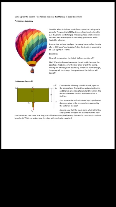Consider a hot air balloon muscle from a spherical | Chegg.com