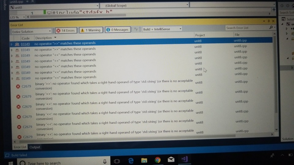 Solved unit8.cpp 귑 x unit (Global Scope) tincludo" stdafv h" | Chegg.com