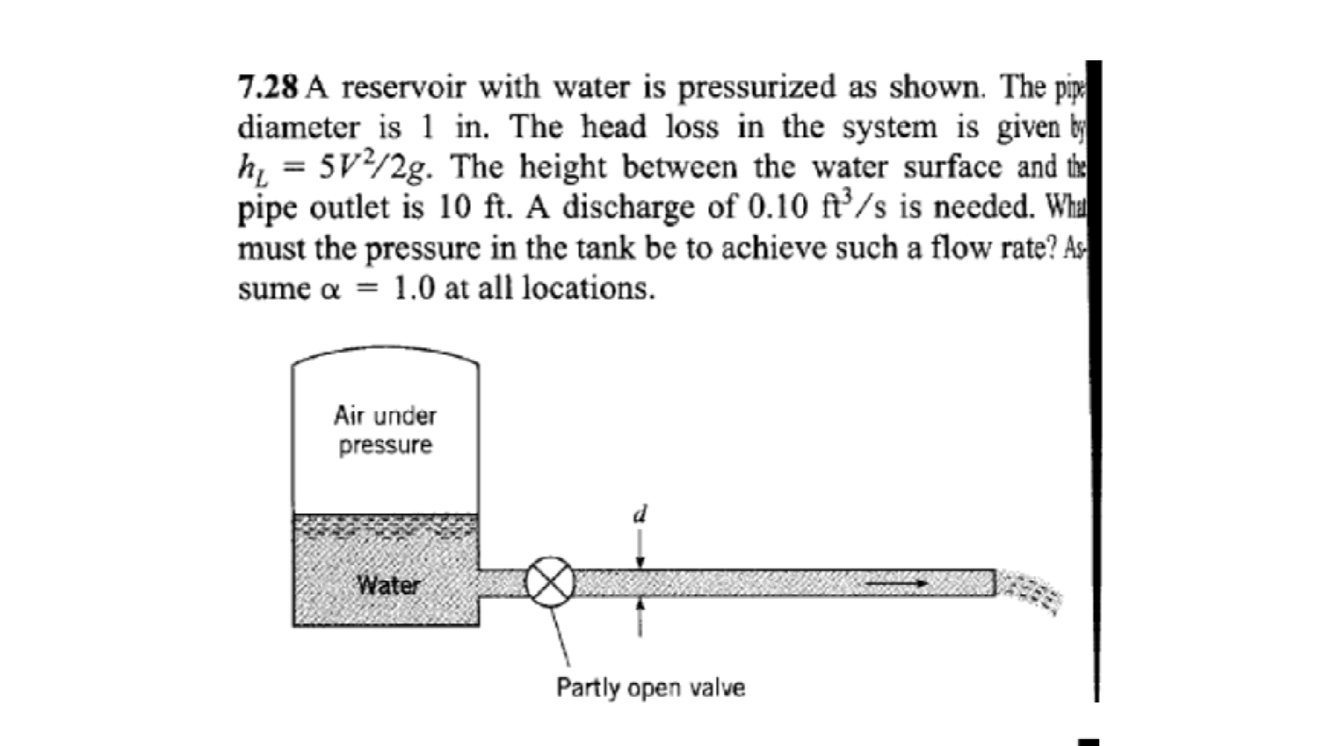 Solved 7.28 A reservoir with water is pressurized as shown. | Chegg.com