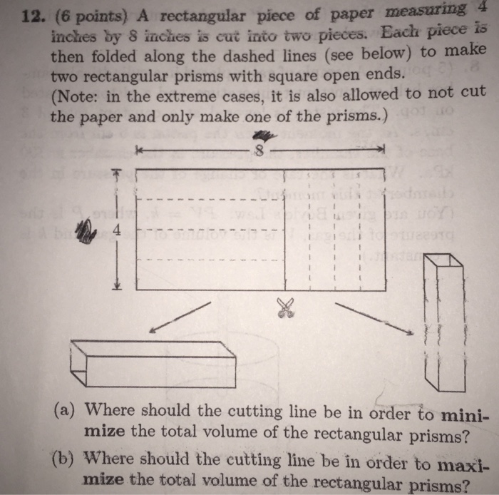 Solved A rectangular piece of paper measuring 4 inches by 8 | Chegg.com