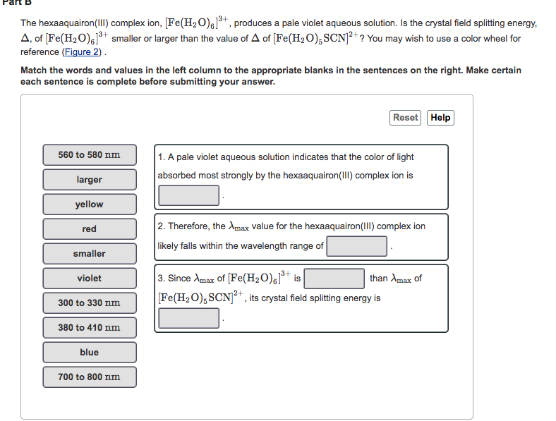 The hexaaquairon(III) complex ion, [Fe(H_2 O)_6]^3+, | Chegg.com