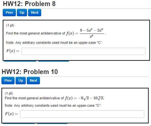 Solved HW12: Problem 8 Prev Up Next Find the most general | Chegg.com