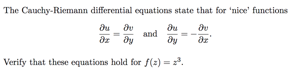 Solved The Cauchy-Riemann differential equations state that | Chegg.com