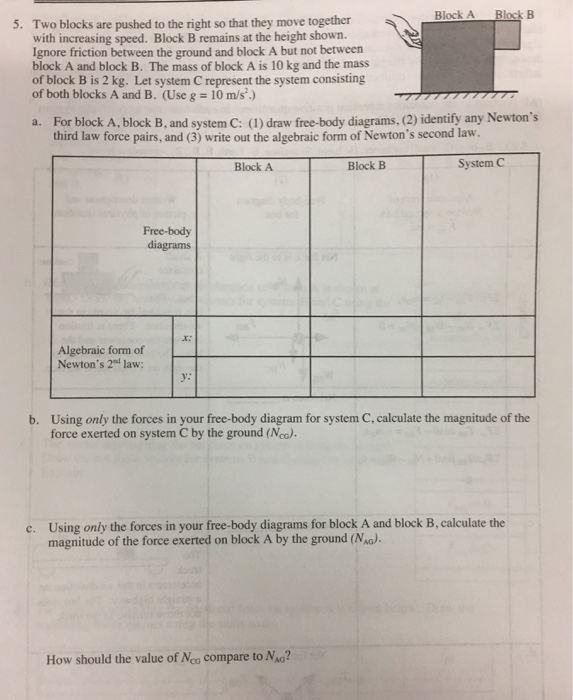 Solved Two blocks are pushed to the right so that they move | Chegg.com
