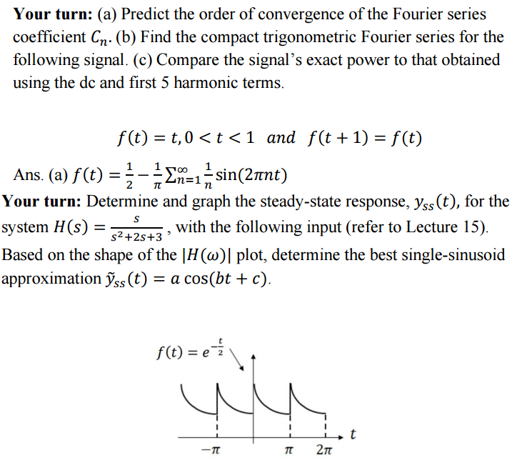Solved Fourier Series/ Fourier Transforms | Chegg.com