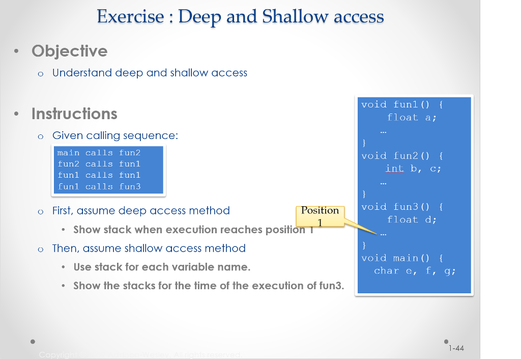 Solved Understand deep and shallow access Given calling | Chegg.com
