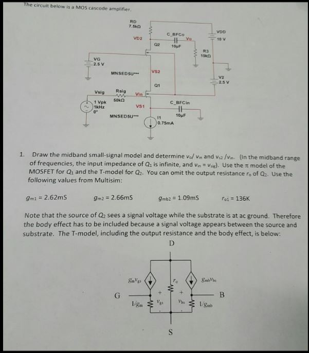 Draw the midband small-signal model and determine | Chegg.com