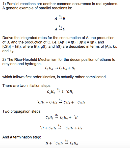 1) Parallel reactions are another common occurrence | Chegg.com
