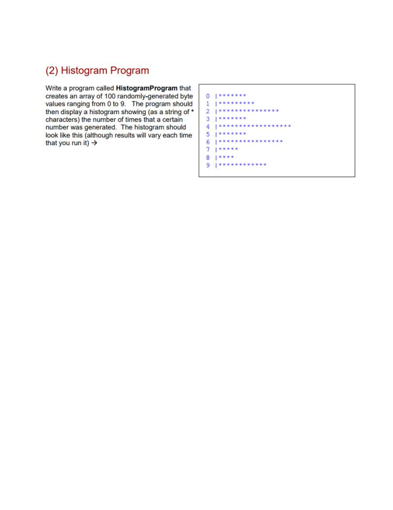 Solved (2) Histogram Program Write a program called | Chegg.com
