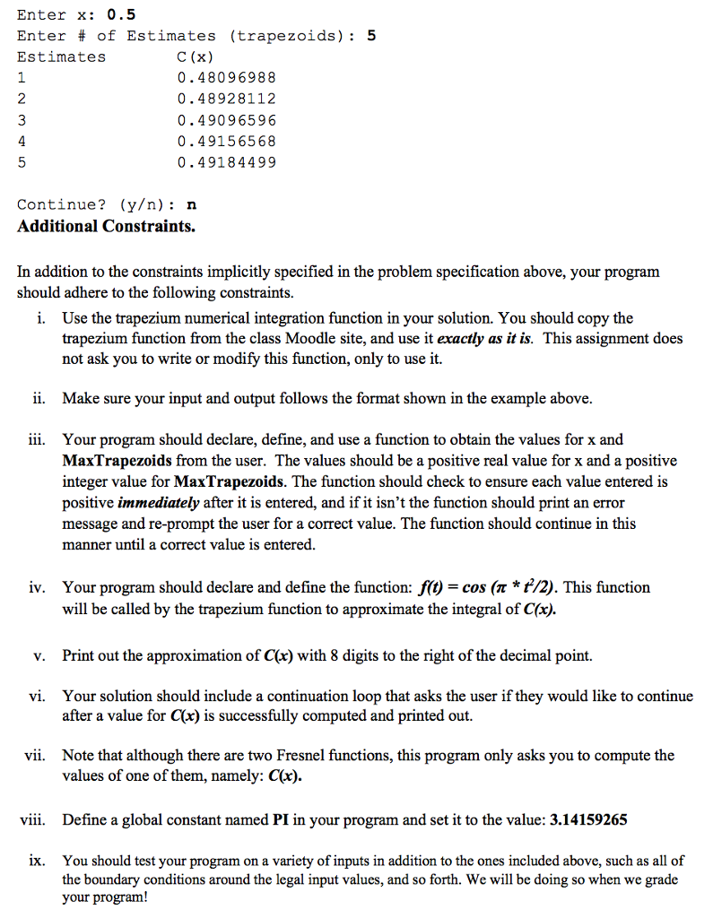 B. (20 points) Approximating the Value of the Fresnel | Chegg.com