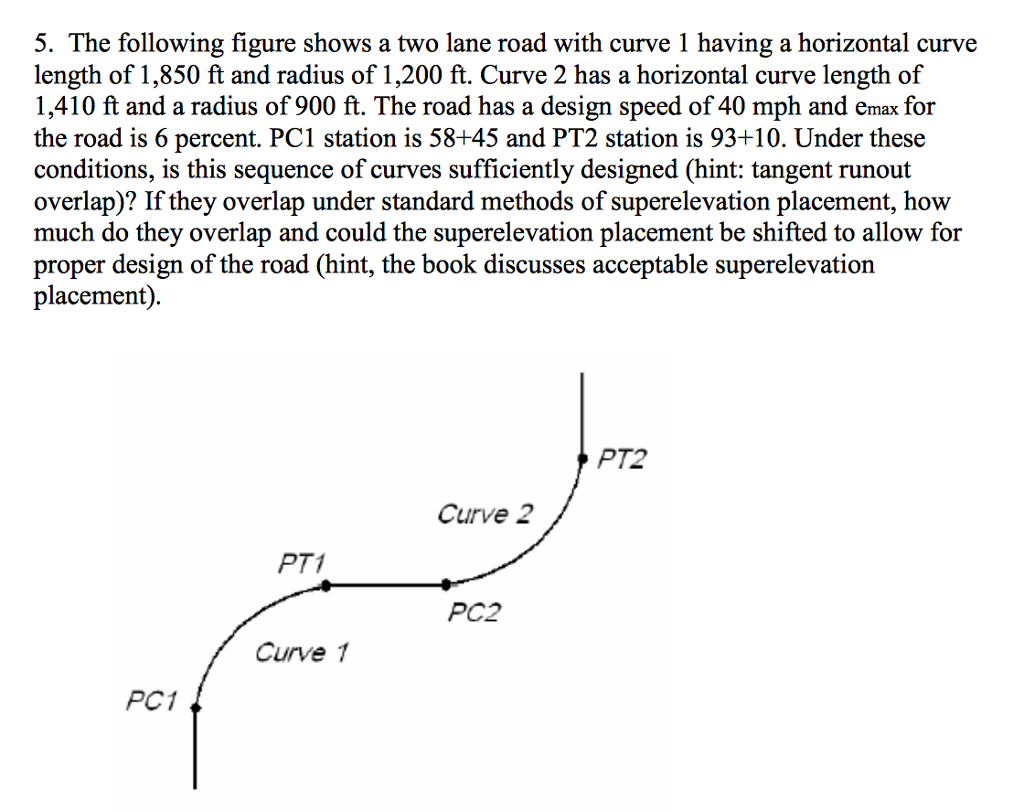 5. The following figure shows a two lane road with | Chegg.com