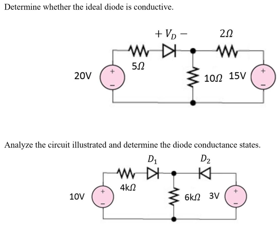 Solved Determine whether the ideal diode is conductive. | Chegg.com