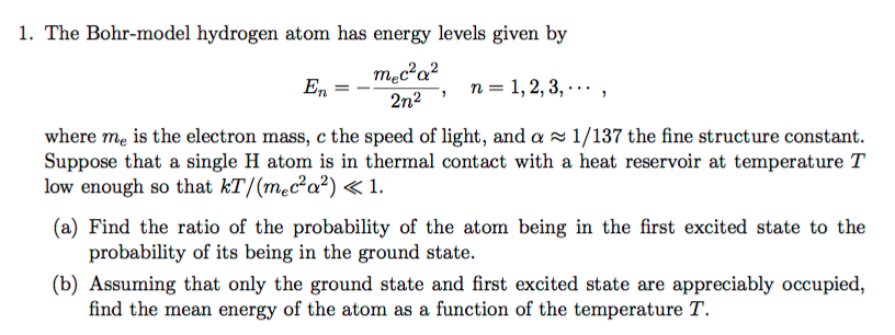 Solved The Bohr-model hydrogen atom has energy levels given | Chegg.com