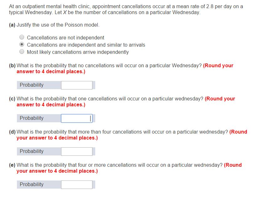 Solved At an outpatient mental health clinic, appointment | Chegg.com
