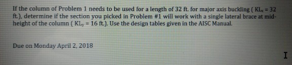 Solved A column with pinned ends for both axes must be | Chegg.com