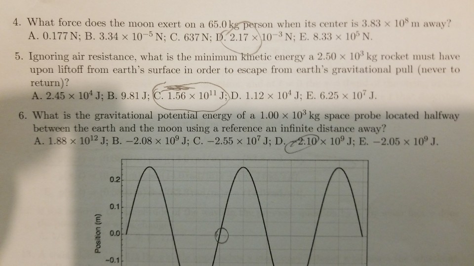 Solved 4. What force does the moon exert on a 65.0kg person | Chegg.com