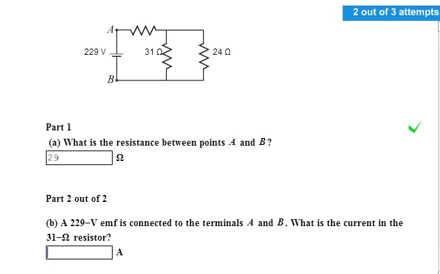 Solved Part 1 (a) What is the resistance between points A | Chegg.com
