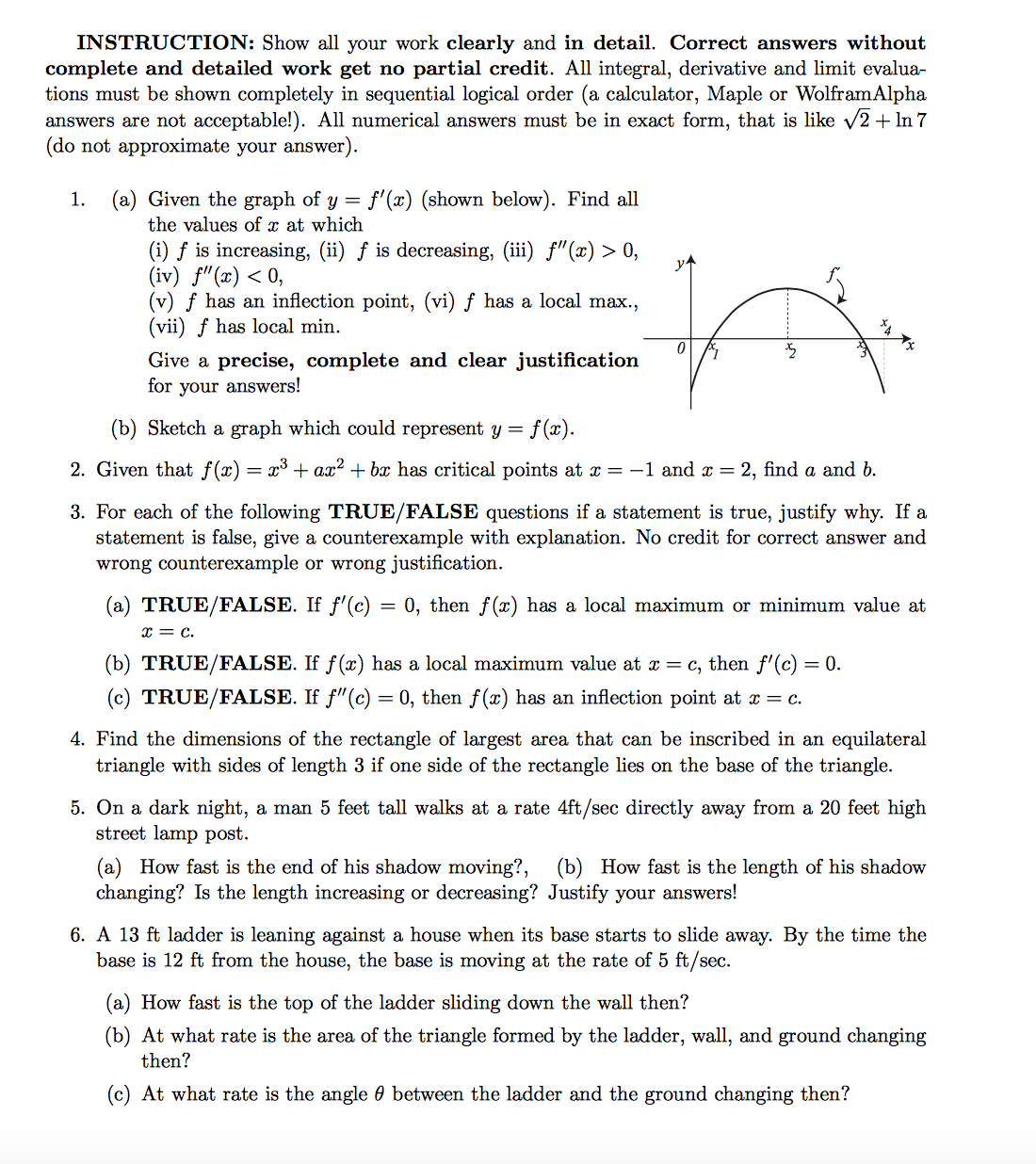 Solved INSTRUCTION: Show all your work clearly and in | Chegg.com