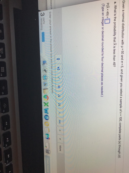 Solved Given a normal distribution with mu = 50 and sigma = | Chegg.com