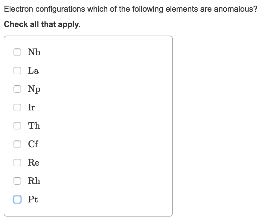 Solved What are the 21 anomalous elements of the Periodic | Chegg.com