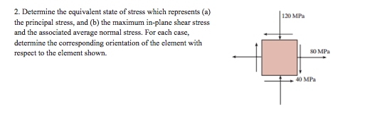 Solved Determine the equivalent state of stress which | Chegg.com