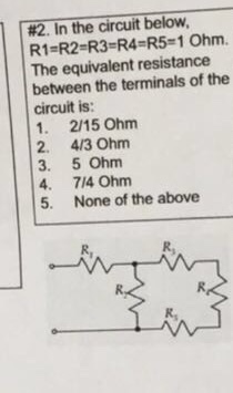 Solved In the circuit below. R1=R2=R3=R4=R5=r 1 Ohm The | Chegg.com