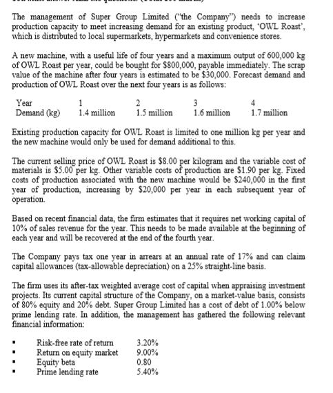 Solved The managemen of Super Group Limited the Company") | Chegg.com