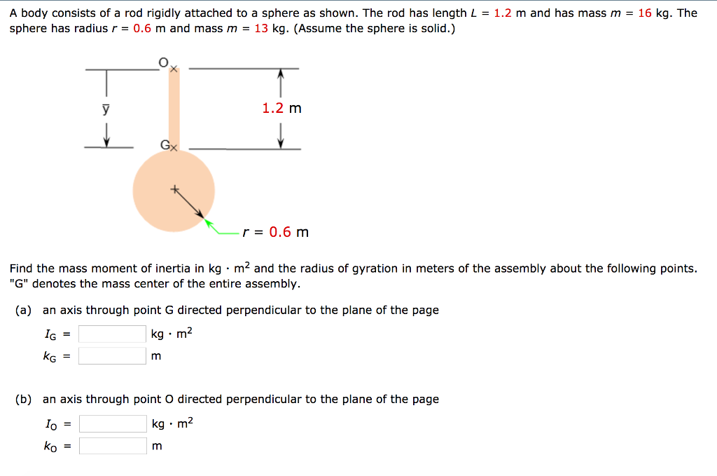 Solved A body consists of a rod rigidly attached to a sphere | Chegg.com