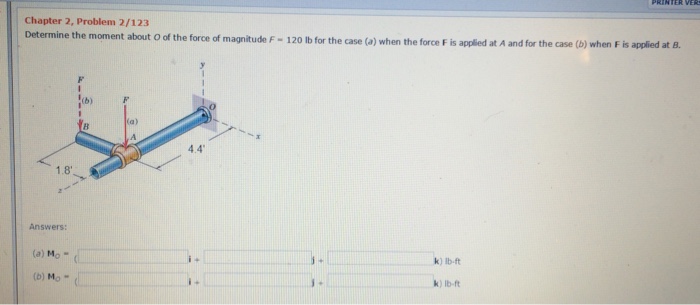 Solved Determine the moment about O of the force of | Chegg.com
