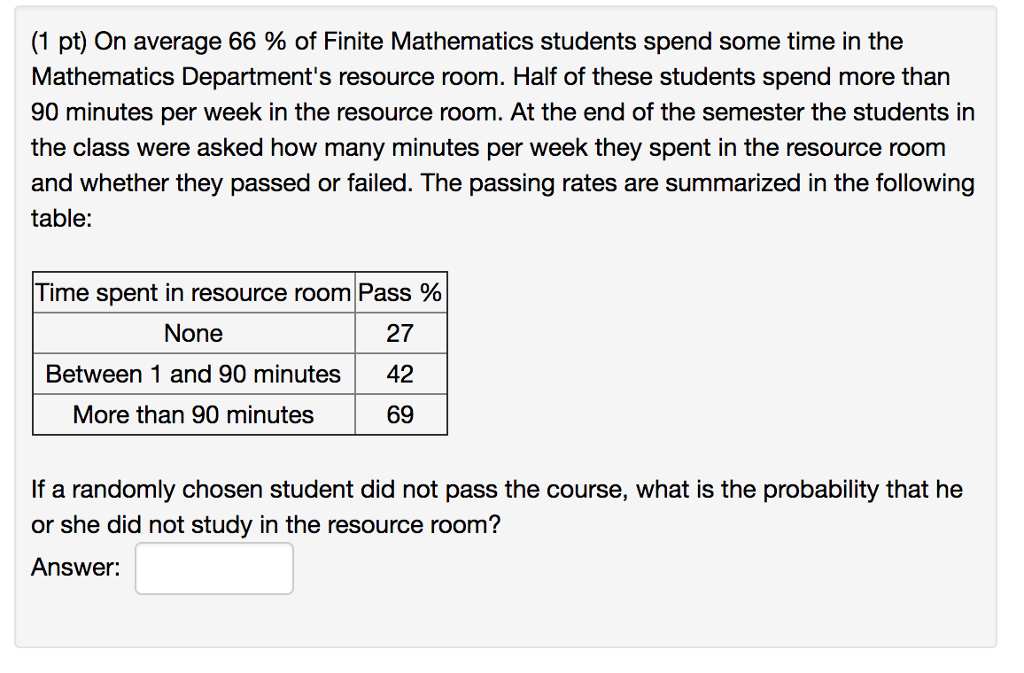 Solved On average 66% of Finite Mathematics students spend | Chegg.com