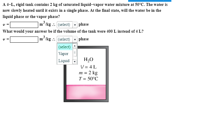 Solved A 4-L, rigid tank contains 2 kg of saturated | Chegg.com