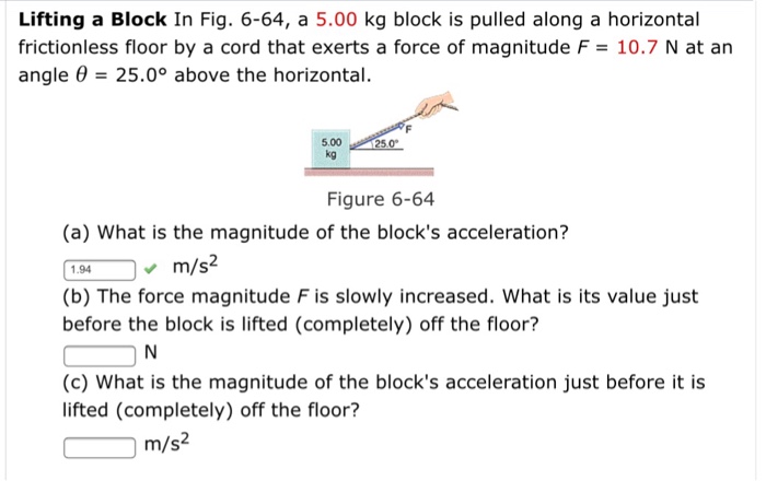 Solved Lifting a Block In Fig. 6-64, a 5.00kg block is | Chegg.com