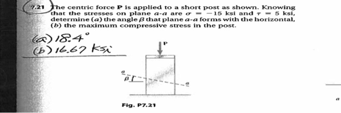 Solved 7.21 The centric force P is applied to a short post | Chegg.com