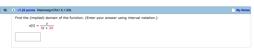 Solved Find the (implied) domain of the function. (Enter | Chegg.com