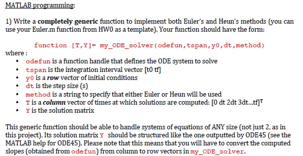 MATLAB programming: 1) Write a completely generic | Chegg.com