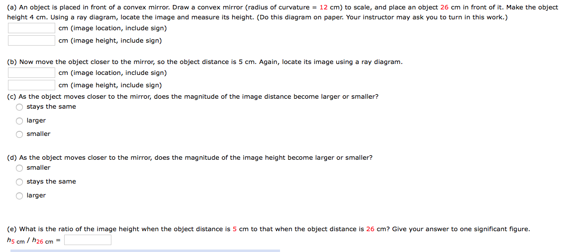 Solved (a) An object is placed in front of a convex mirror. | Chegg.com