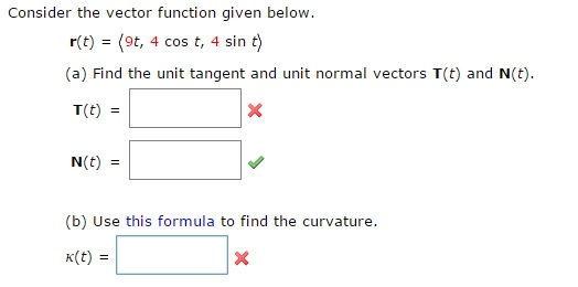 Solved Consider The Vector Function Given Below R T 9t