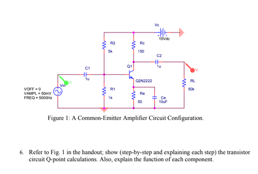 Solved Vc ?? 15Vdc R2 Rc. Sk 150 C2 01 C1 1u 02N2222 RL VOFF | Chegg.com