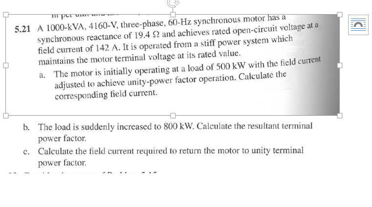 Solved A 1000-kVA, 4160-V, three-phase, 60-Hz synchronous | Chegg.com