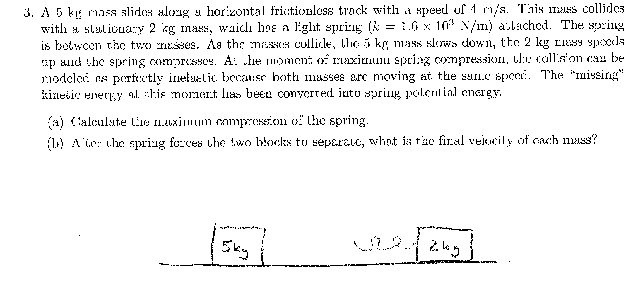 A 5 kg mass slides along a horizontal frictionless | Chegg.com
