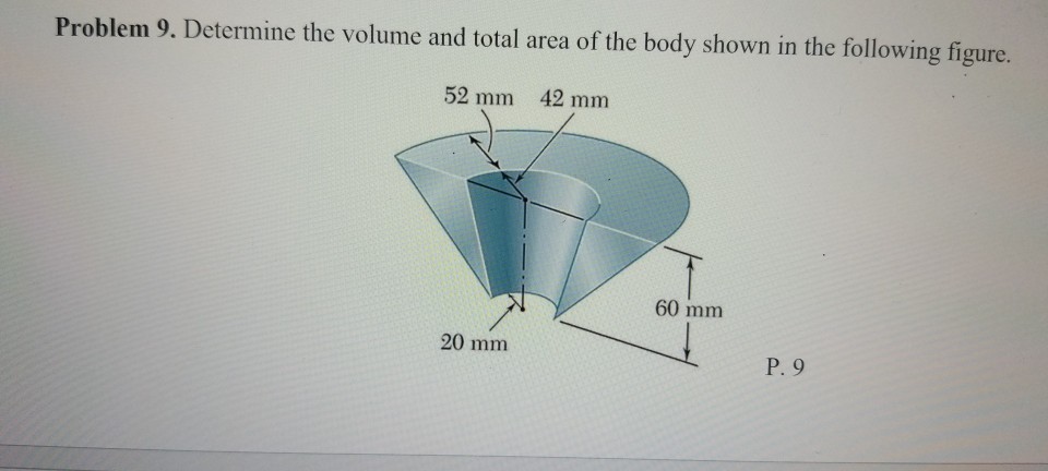 Solved Problem 9. Determine the volume and total area of the | Chegg.com