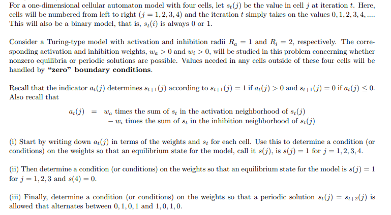 Solved For A One Dimensional Cellular Automaton Model With 