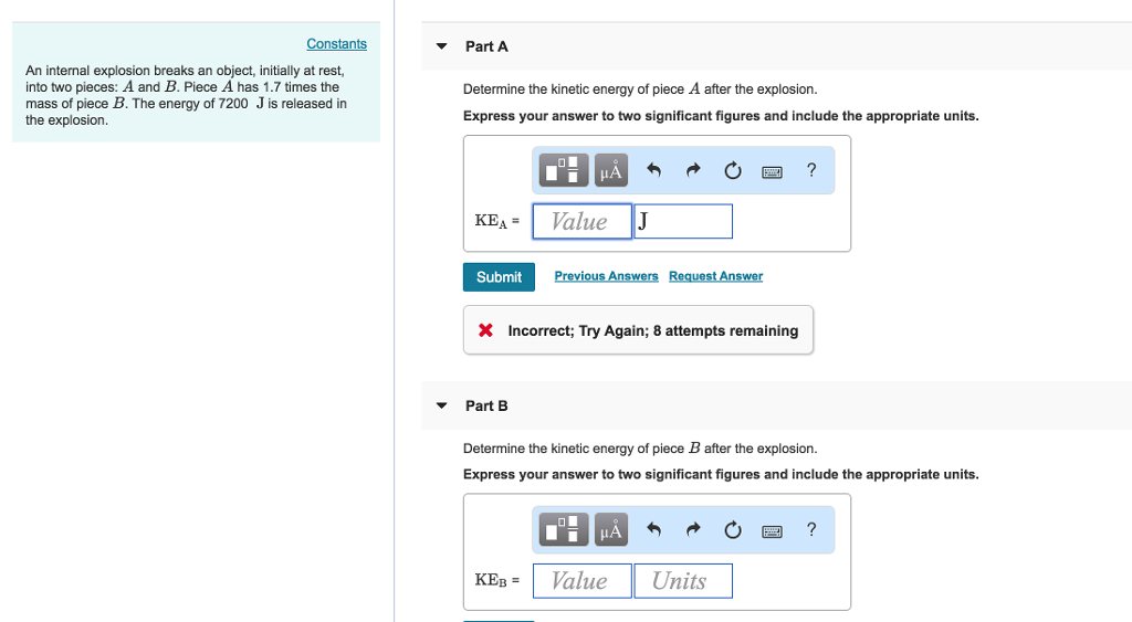 Solved Constants Part A An internal explosion breaks an | Chegg.com