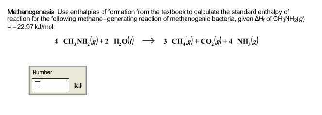 Solved Methanogenesis Use enthalpies of formation from the | Chegg.com